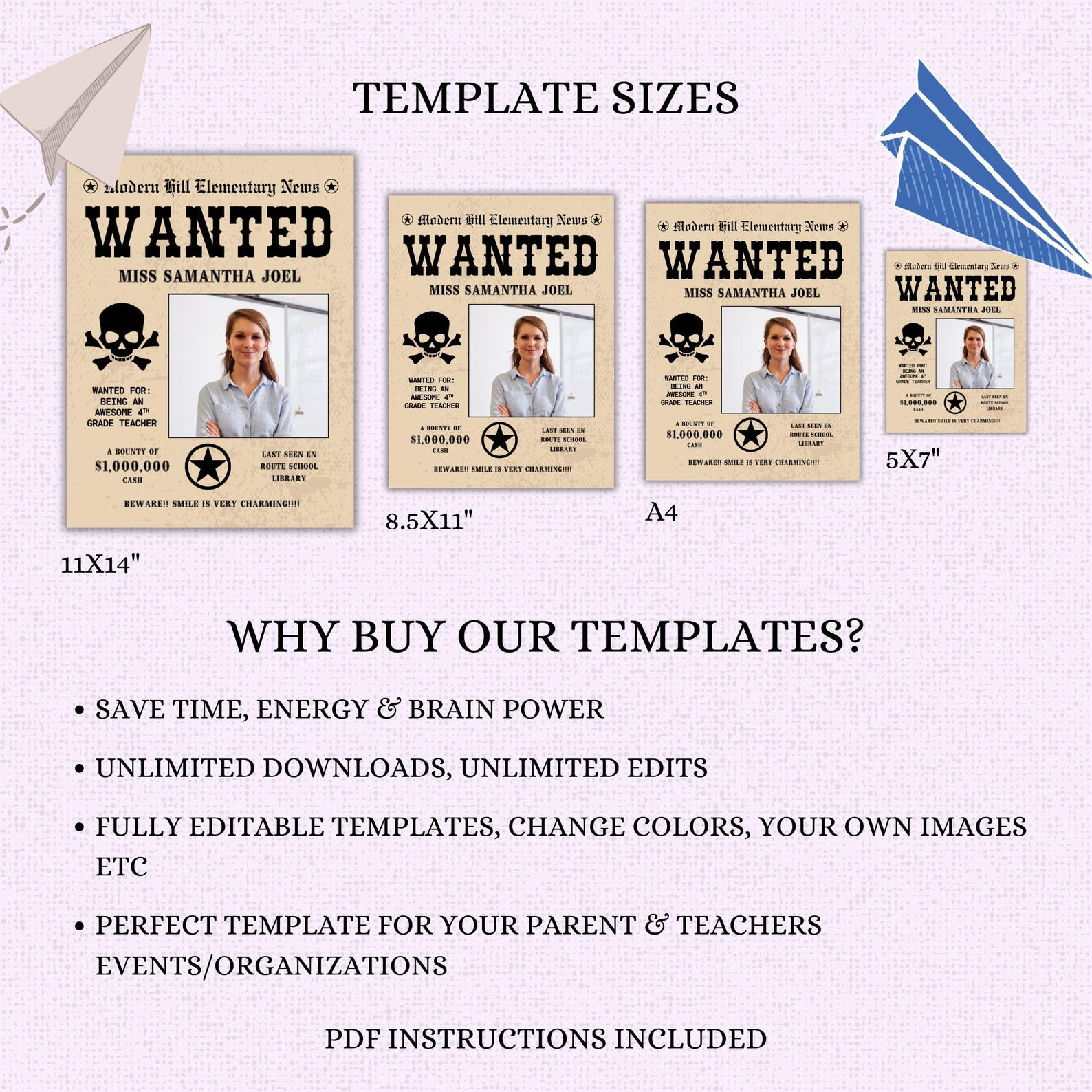 Wild West Wanted Reward Poster, Editable Western Theme Teacher Staff ...