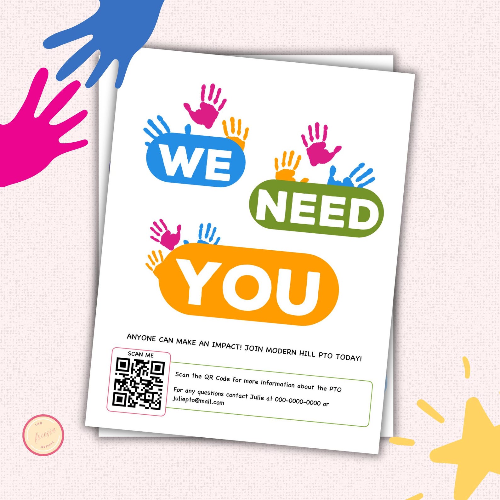 Editable PTO Recruitment Flyer Template Canva Template We Need You ...