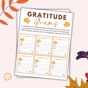 Gratitude Gram Flyer Thankful Grateful for You Candy Gram Editable Pto ...