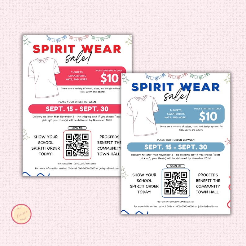 School Spirit Wear Sale Flyer, Editable School Spirit Wear Fundraiser ...