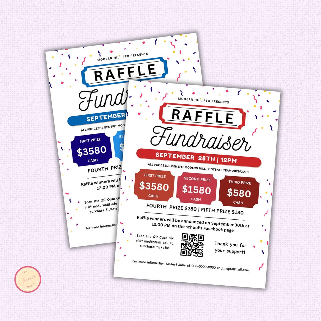 Editable Raffle Fundraiser Templates Flyer, Cash Raffle Flyer, Raffle ...
