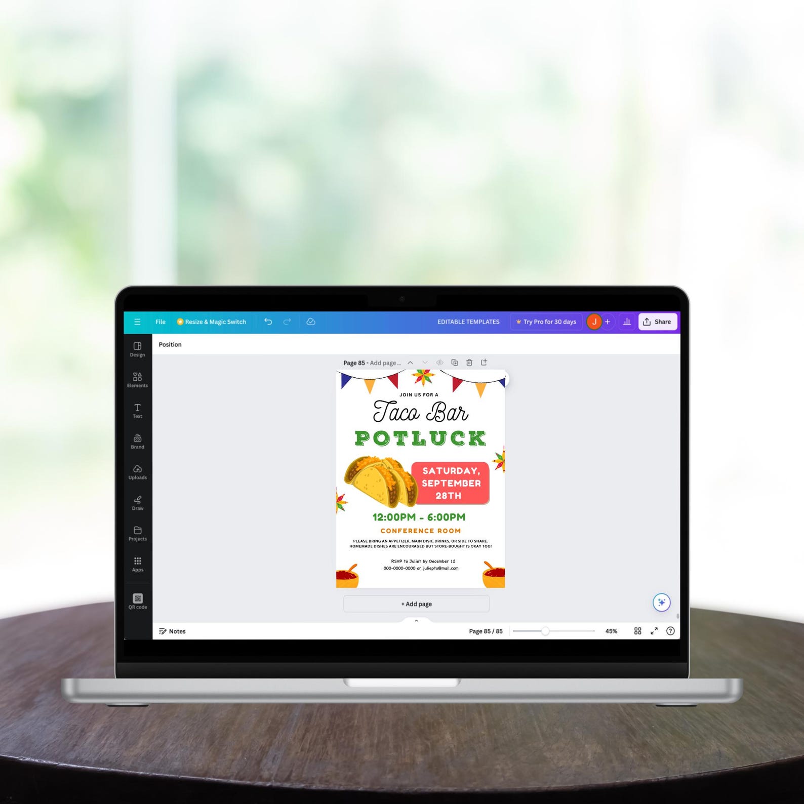 Taco Bar Potluck Flyer Template and Sign-up Sheet, Church, Community ...
