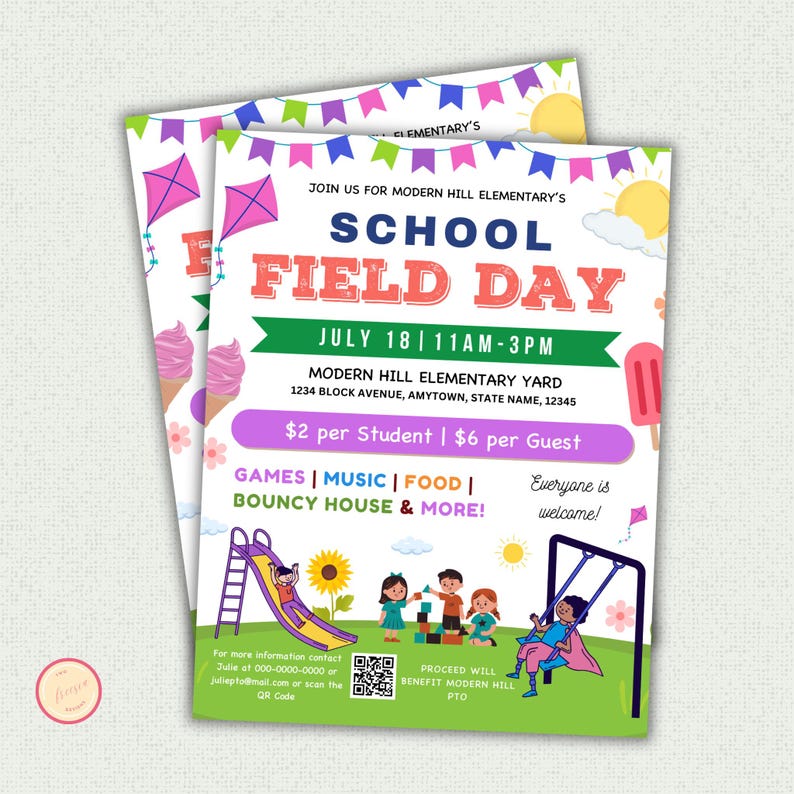 Editable School Field Day Flyer Template, PTA PTO, Church, Family ...
