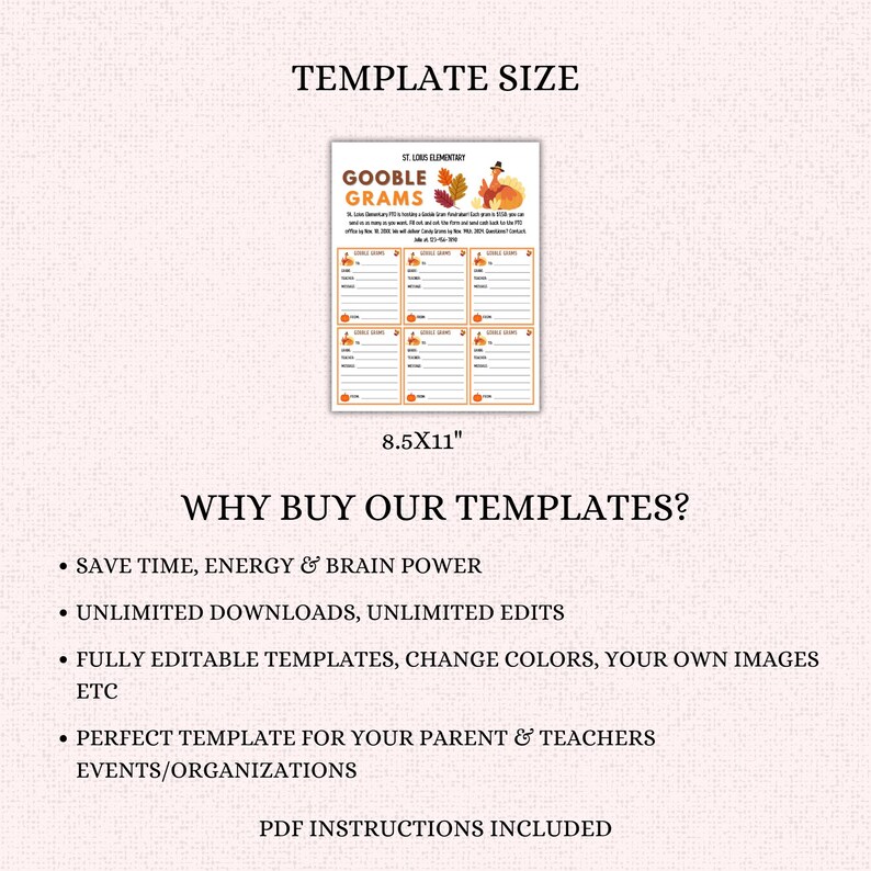 Gooble Thanksgiving Gram Flyer Template - Thankful Grateful for You ...