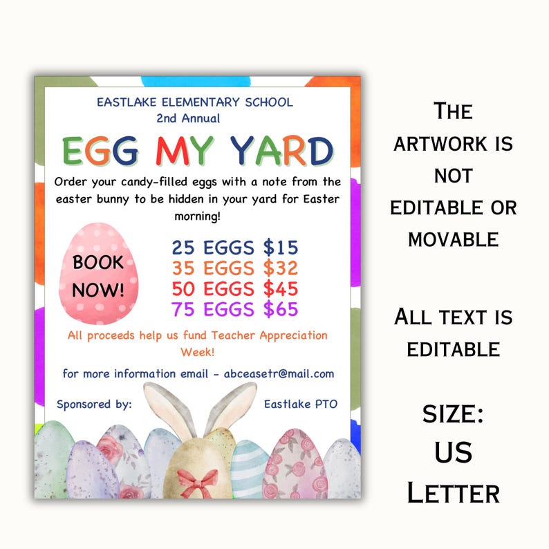 Editable Egg My Yard Template - Easter Fundraiser Flyer Printable - You ...