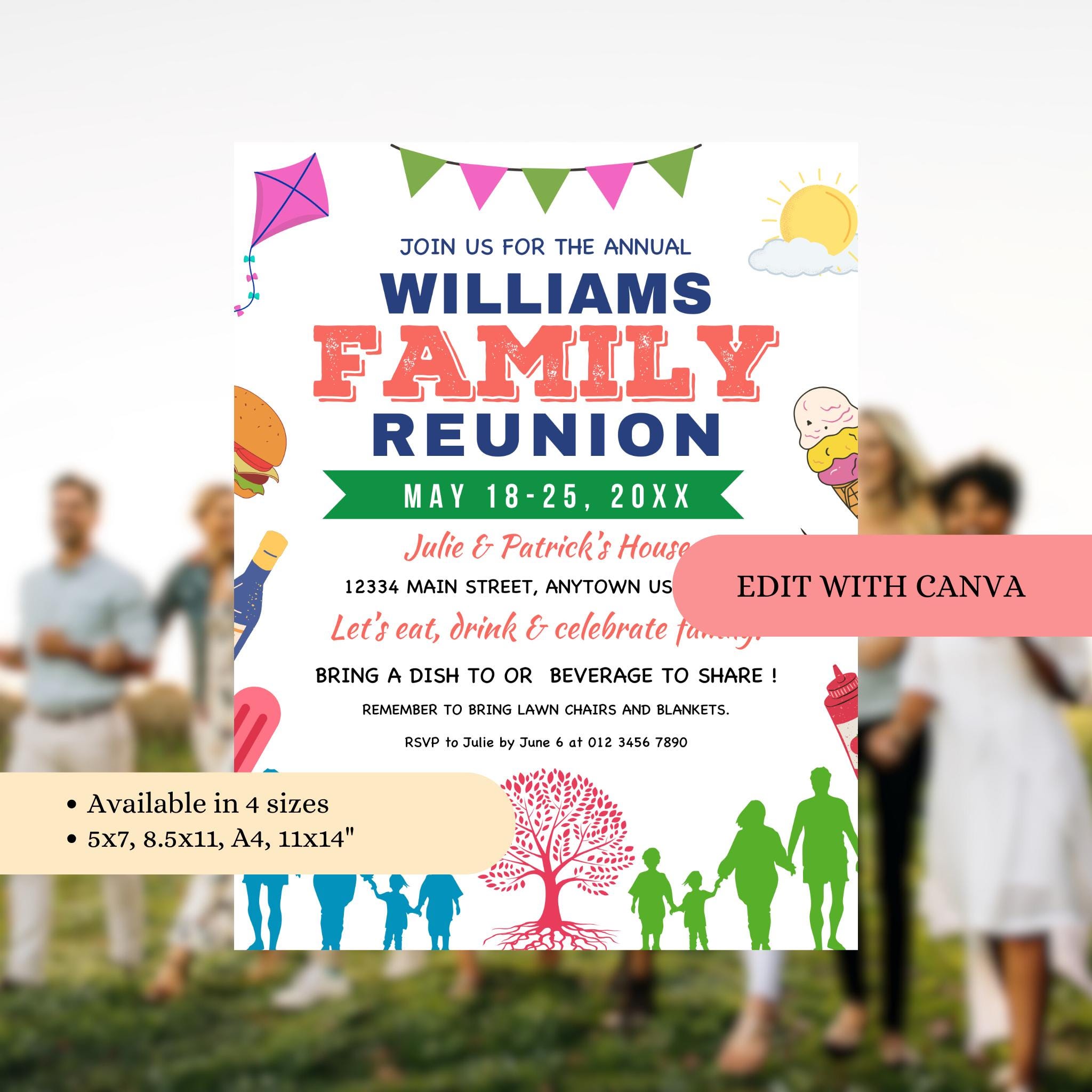 Editable Family Reunion Flyer Template, Family Gathering, Cousin ...