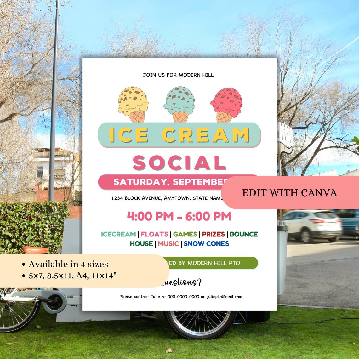 Editable Ice Cream Social Flyer - Ice Cream Event Invitation - Editable ...