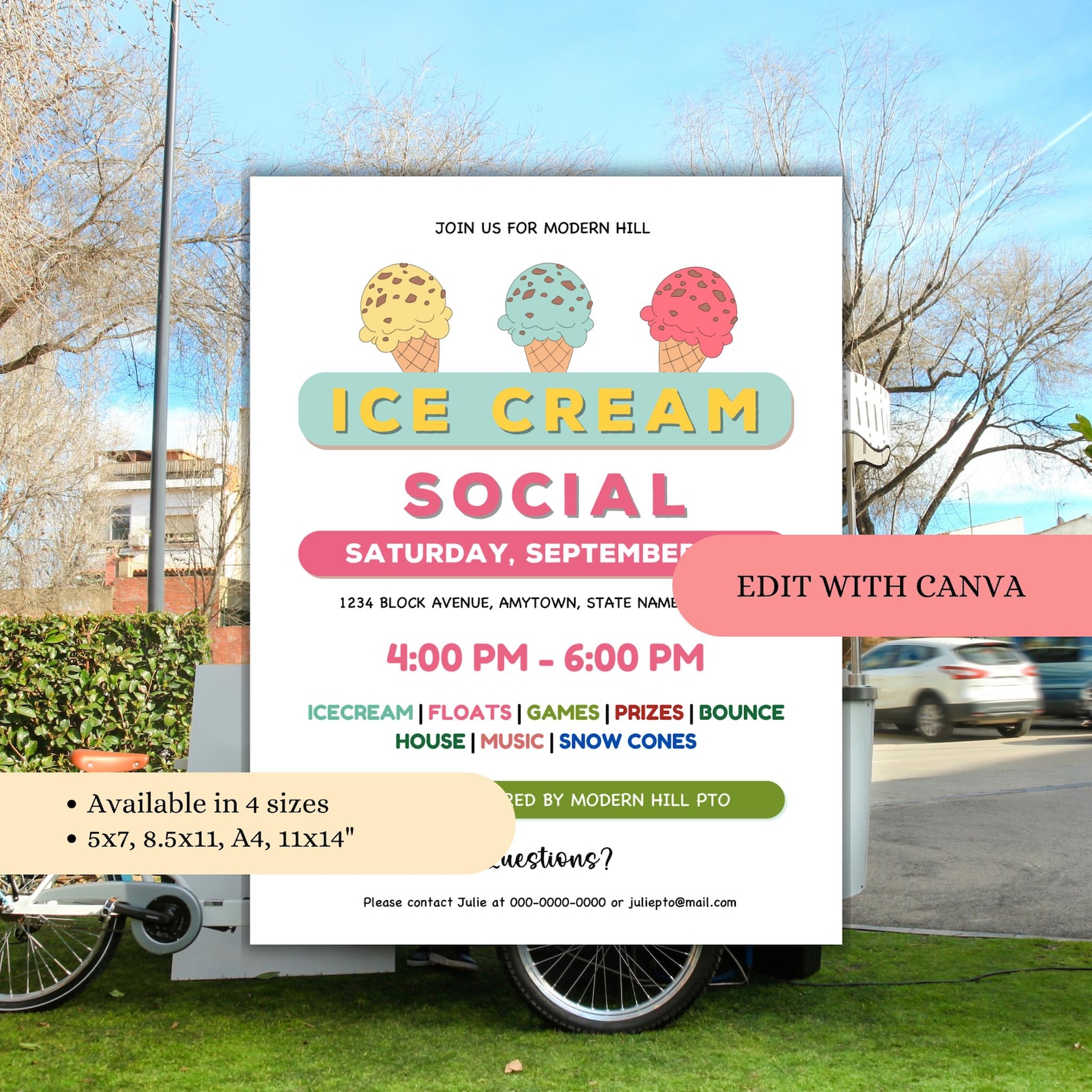 Editable Ice Cream Social Flyer - Ice Cream Event Invitation - Editable ...