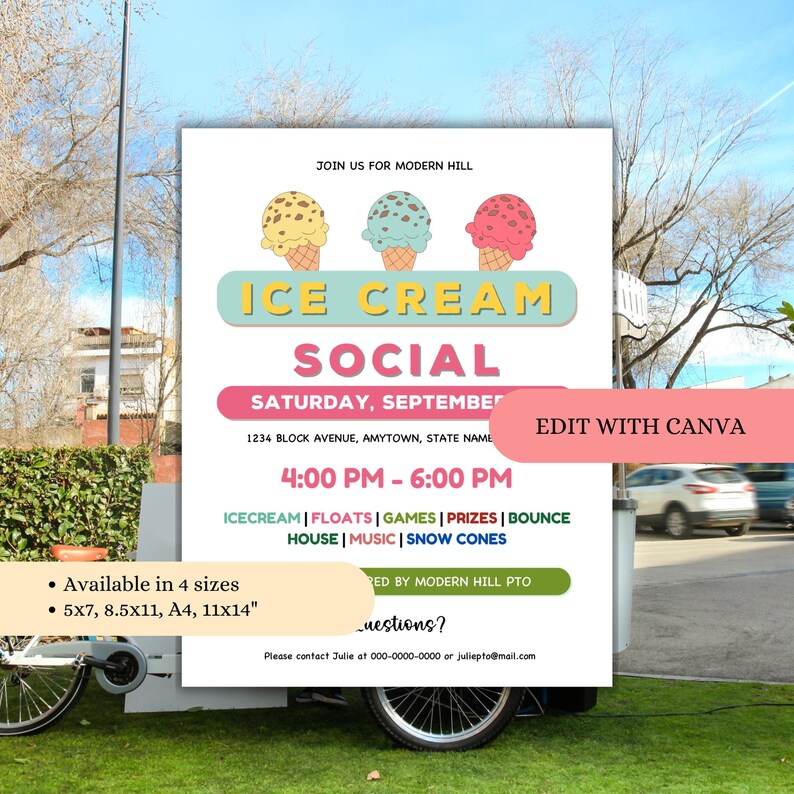 Editable Ice Cream Social Flyer - Ice Cream Event Invitation - Editable ...