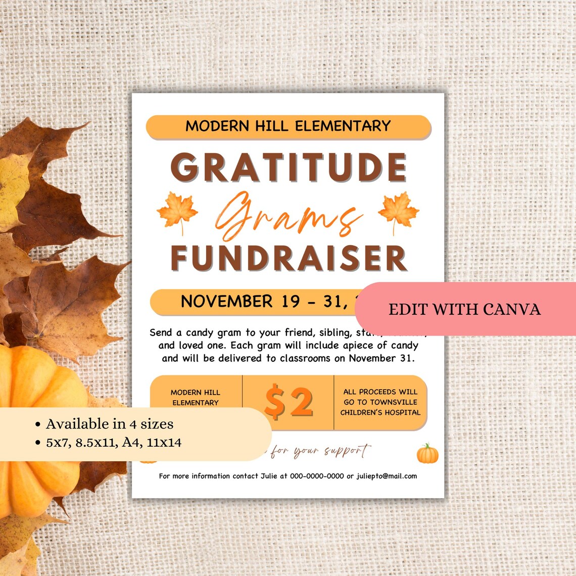 Gratitude Candy Gram Flyer - Thankful Grateful for You Candy Gram ...