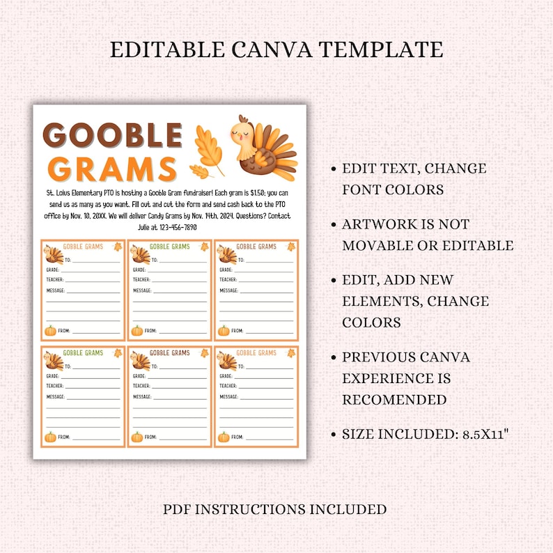 Gooble Thanksgiving Gram Flyer - Thankful Grateful for You Candy Gram ...