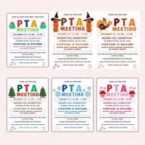 PTA PTO Monthly Meetings Flyer Template Bundle - Editable PTA Canva ...