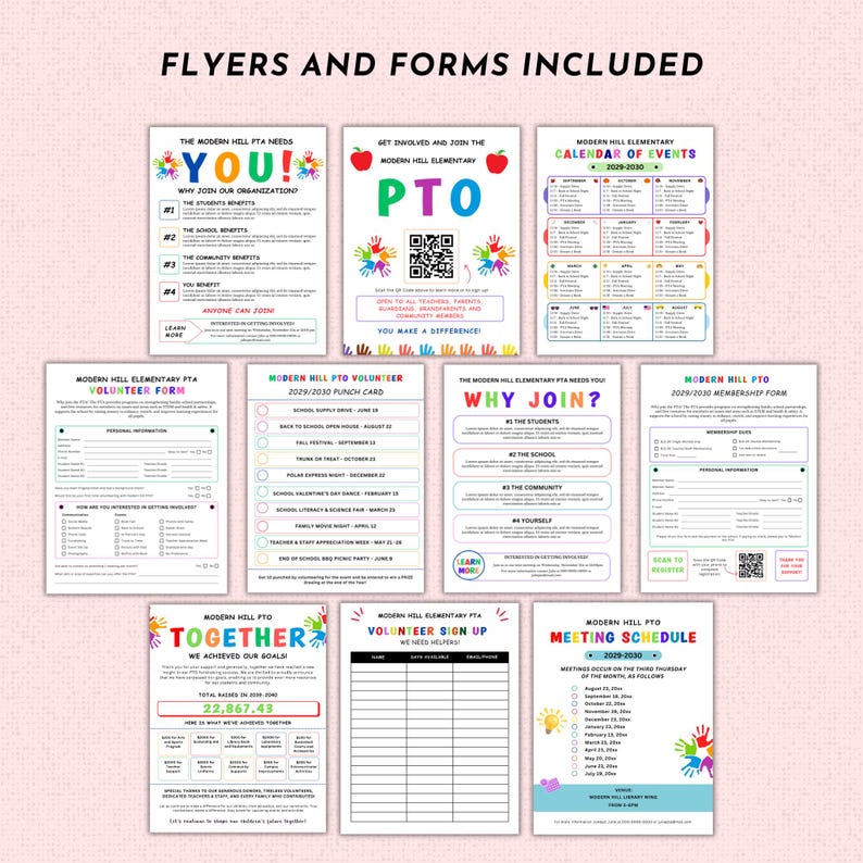 Ultimate PTO PTA Flyer/form Template Bundle - Editable Recruitment, Membership, Newsletter ...