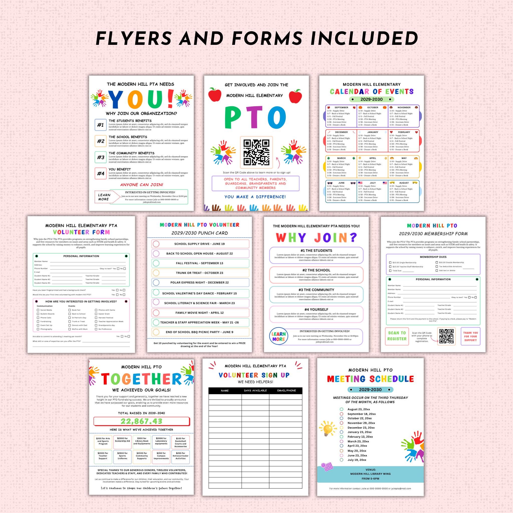 Ultimate PTO PTA Flyer/form Template Bundle - Editable Recruitment ...