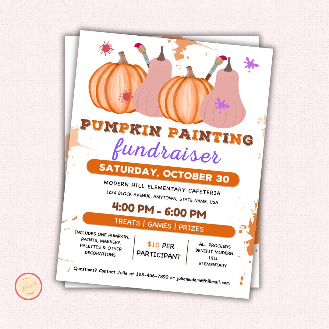 Editable Pumpkin Painting Flyer/poster for School Fundraiser, Community ...
