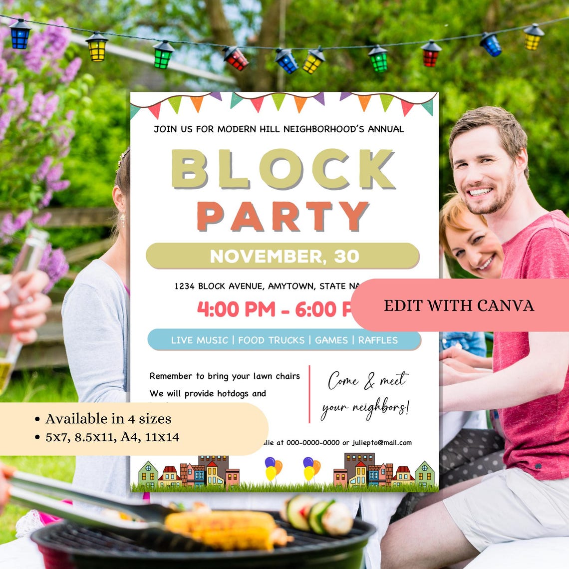 Block Party Flyer Template - Community Party Invitation - Editable ...