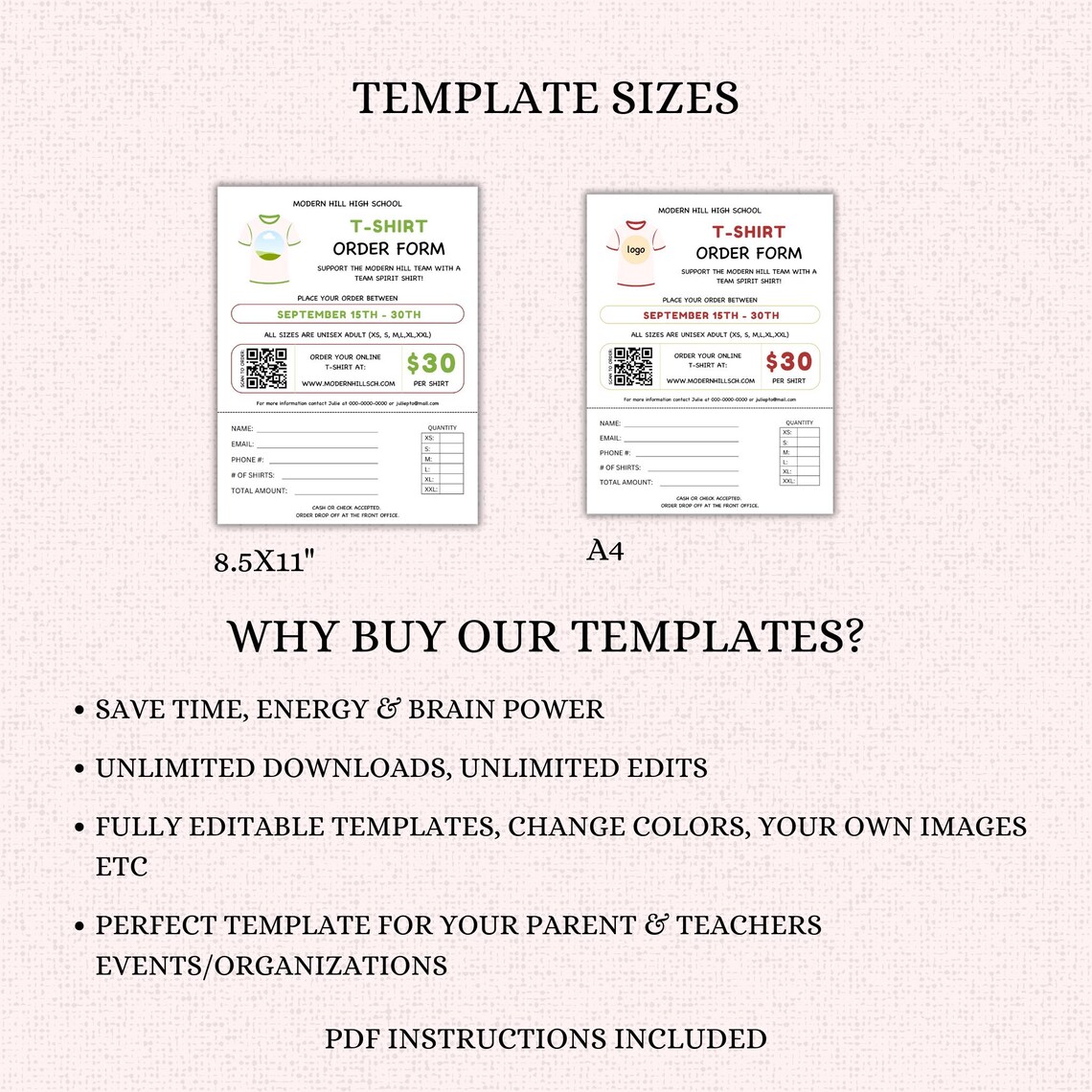 T-shirt Order Form Flyer Template, Editable T-shirt Fundraiser Flyer ...