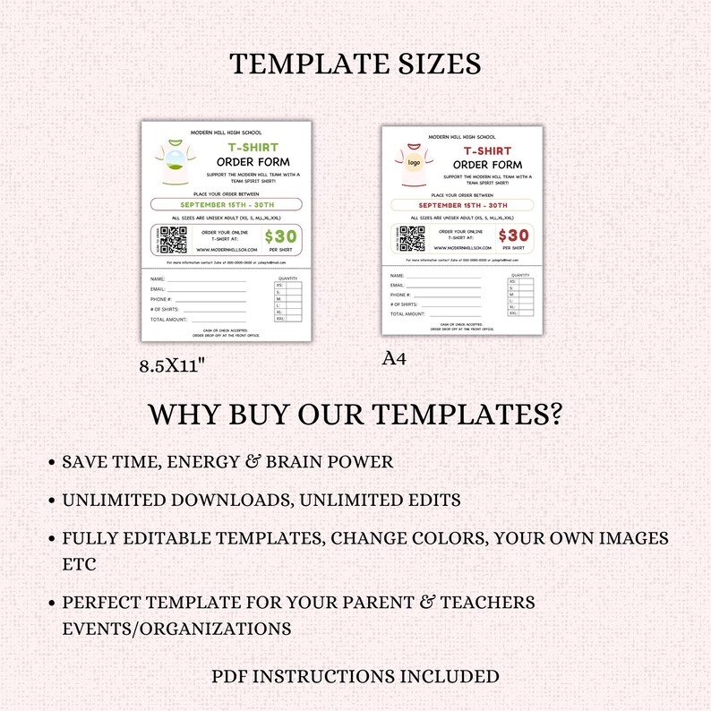 T-shirt Order Form Flyer Template, Editable T-shirt Fundraiser Flyer ...