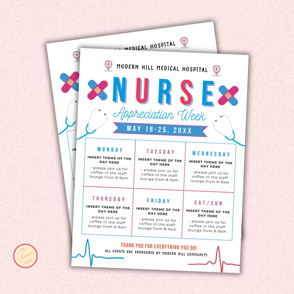 Nurse Appreciation Week Flyer, Itinerary Flyer, Canva Poster, Editable ...