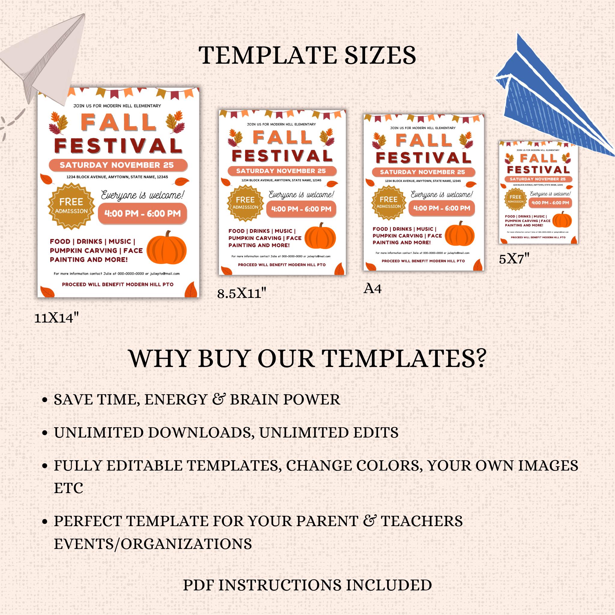 Fall Festival Flyer, Editable Autumn Harvest Fest Fundraiser Event for ...