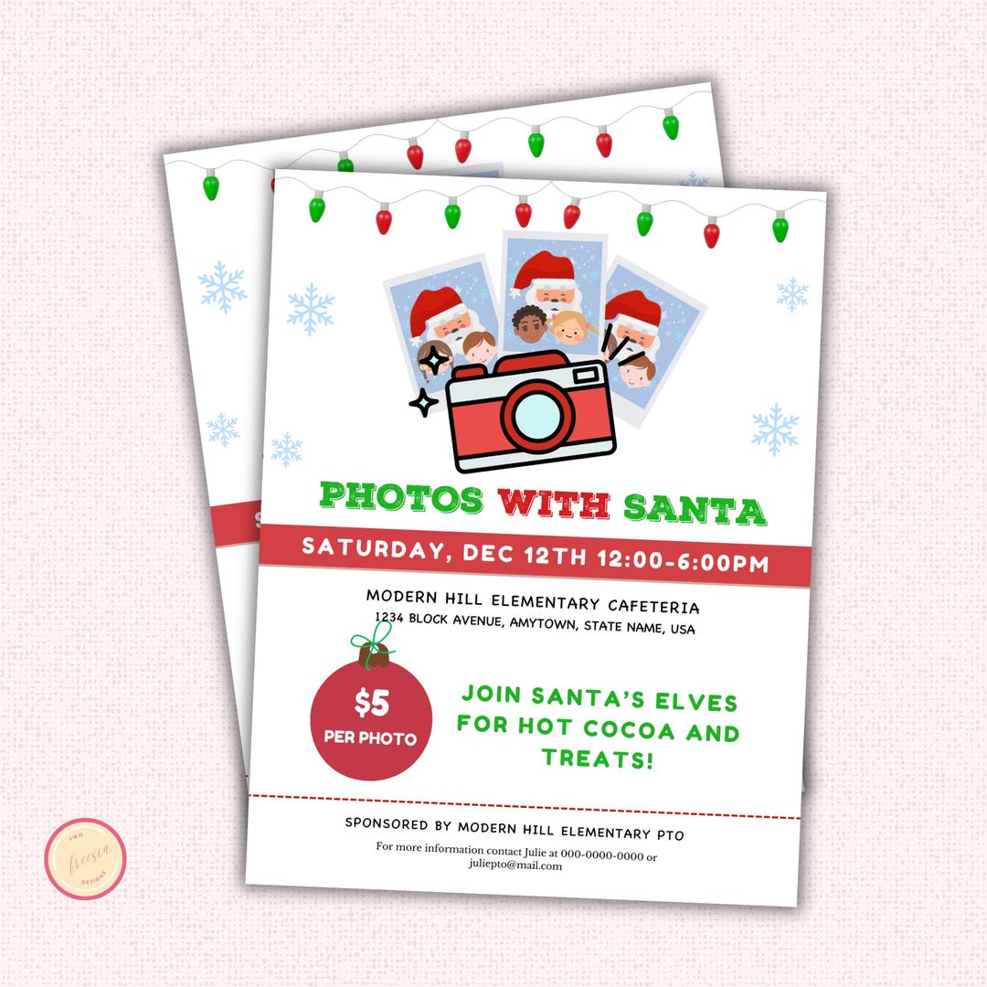 Editable Photos With Santa Flyer Template, Pictures With Santa ...