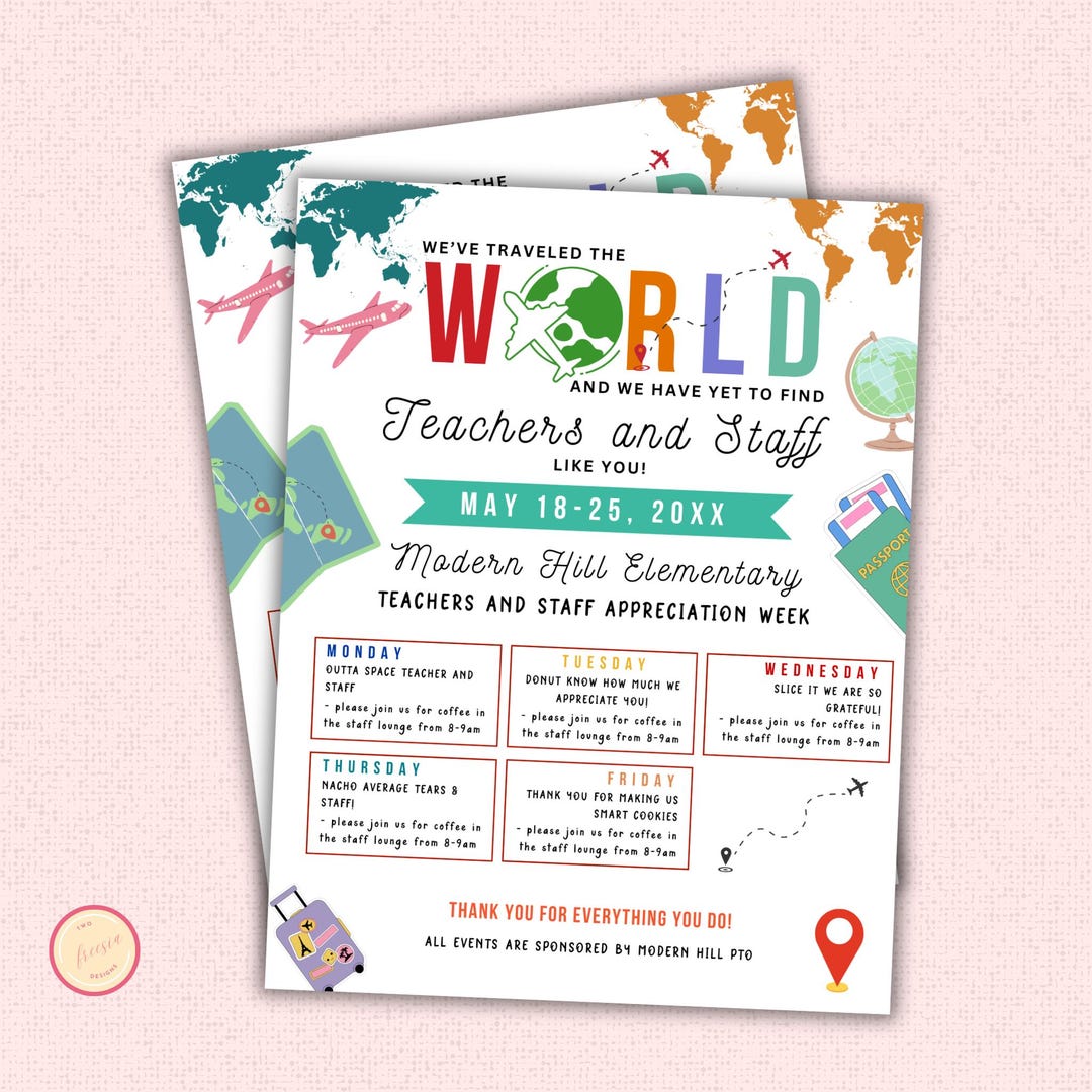 International-themed Teacher Appreciation Week Flyer, Around the World ...