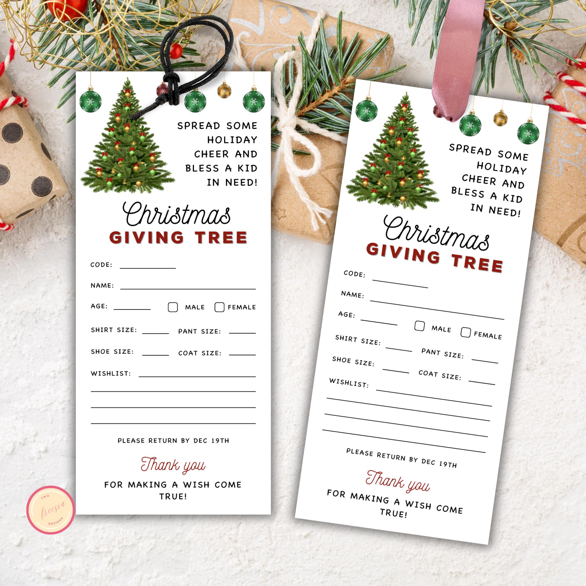 Christmas Giving Tree Tag Template, Toy Drive, School, Church ...