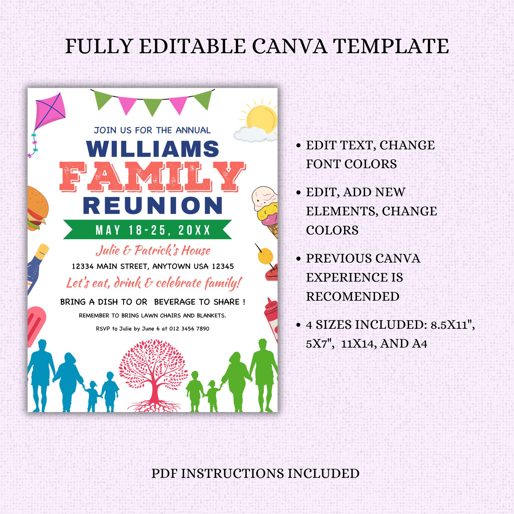 Editable Family Reunion Flyer Template, Family Gathering, Cousin ...