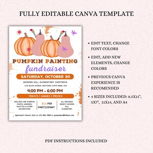 Editable Pumpkin Painting Flyer/poster for School Fundraiser, Community ...