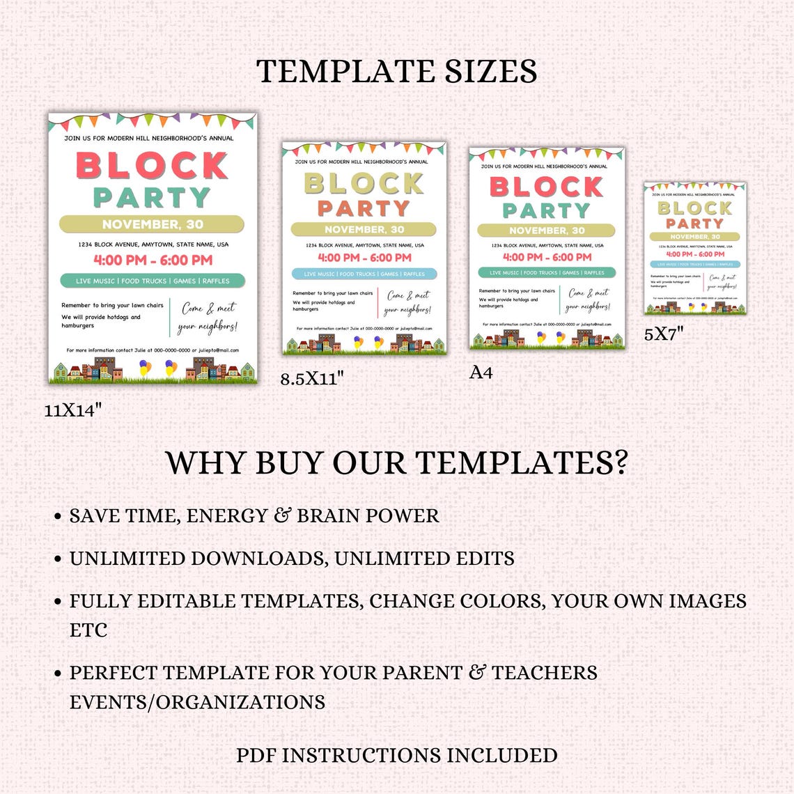 Block Party Flyer Template - Community Party Invitation - Editable ...