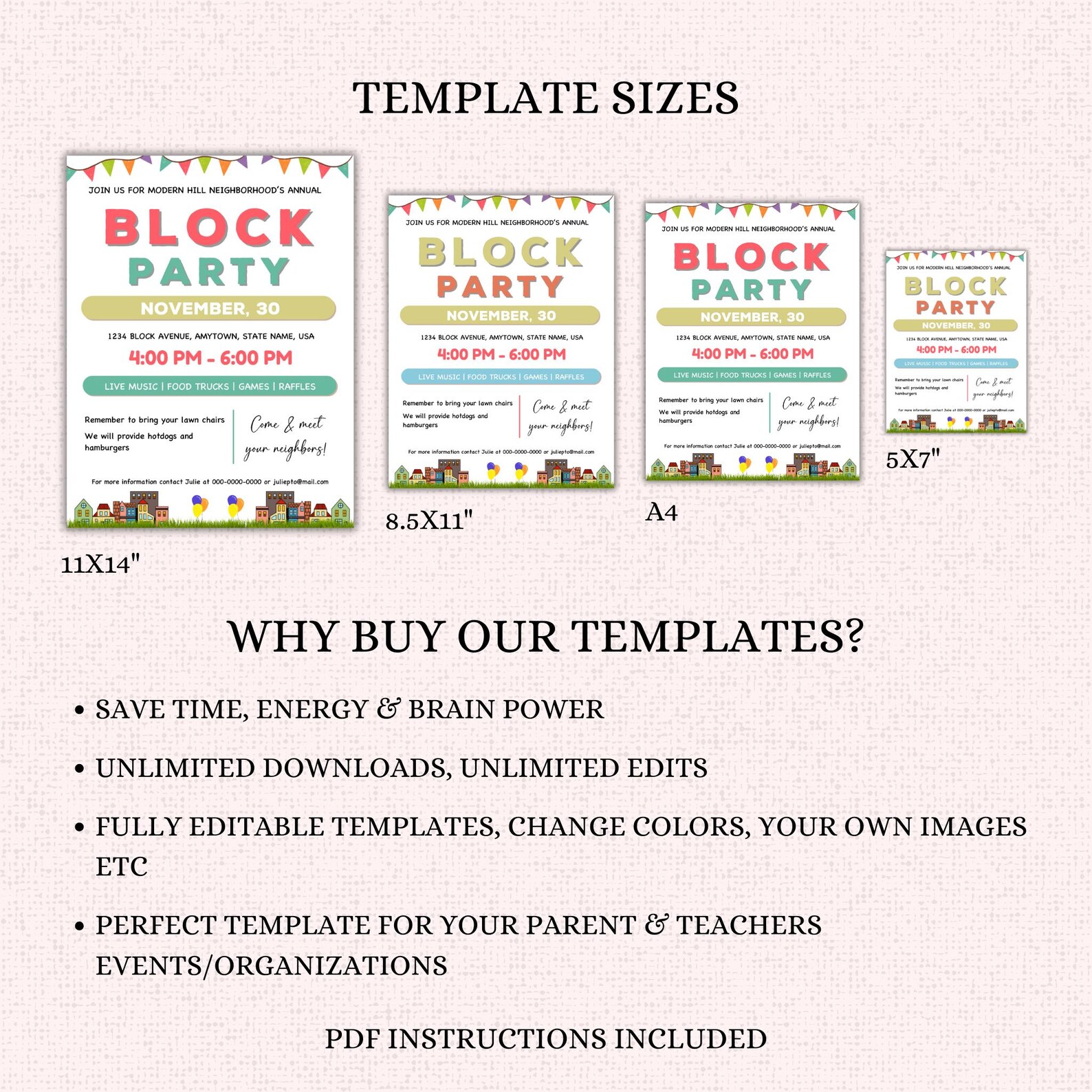 Block Party Flyer Template - Community Party Invitation - Editable ...