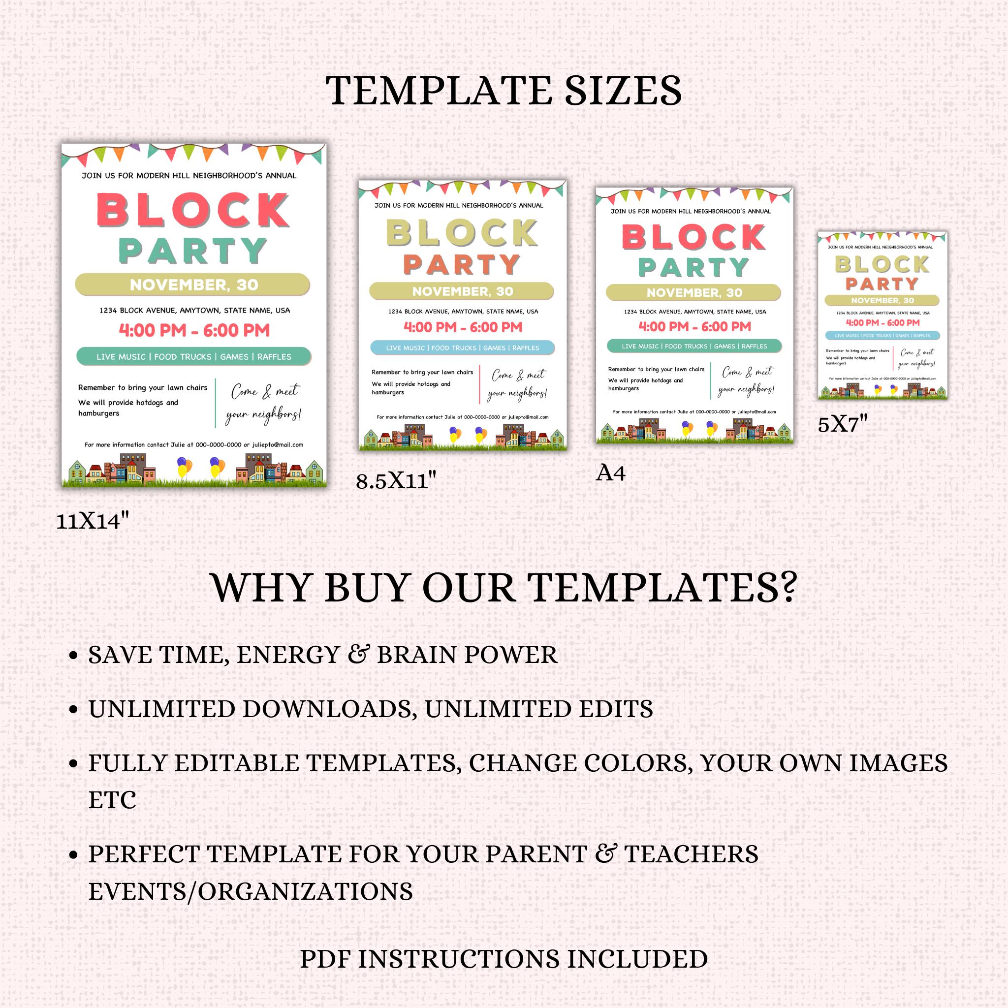 Block Party Flyer Template - Community Party Invitation - Editable ...
