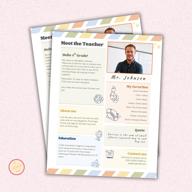 Meet the Teacher Classroom Printable Template, Teacher Introduction ...