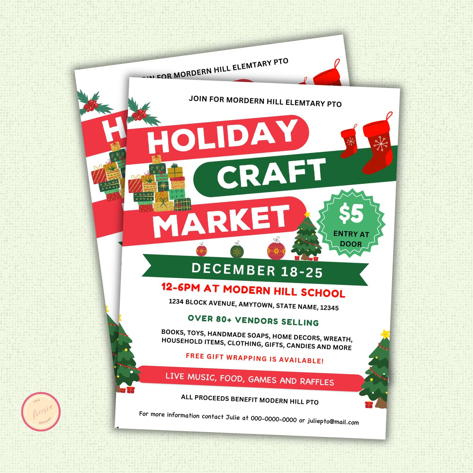 Holiday Craft Market Flyer Template, Christmas Market Flyer, Canva ...