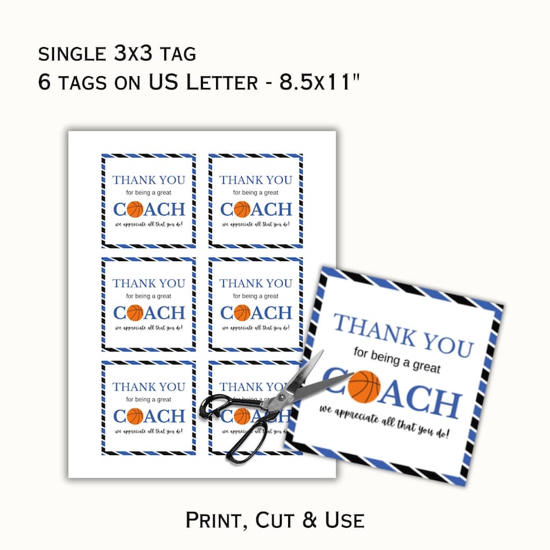 Printable Basketball Coach Appreciation Tag - Thank You Coach Gift Tags ...