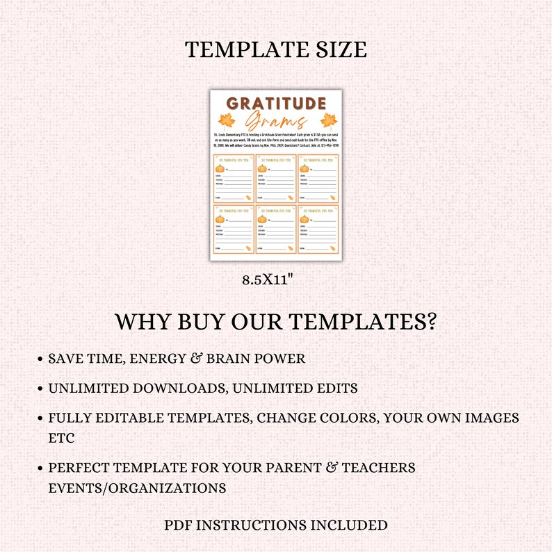 Gratitude Gram Flyer - Thankful Grateful for You Candy Gram - Editable ...