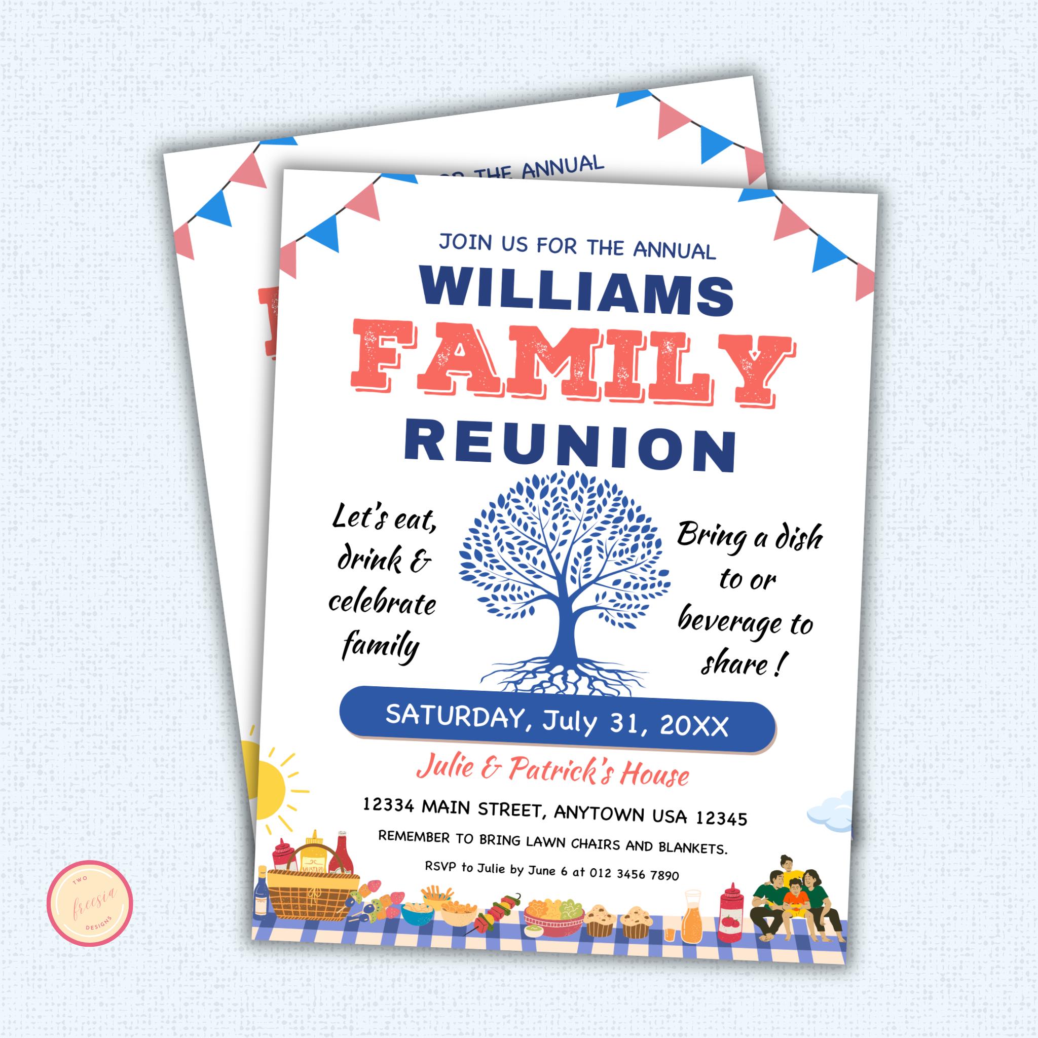 Editable Family Reunion Tree Flyer Template, Family Gathering, Cousin ...