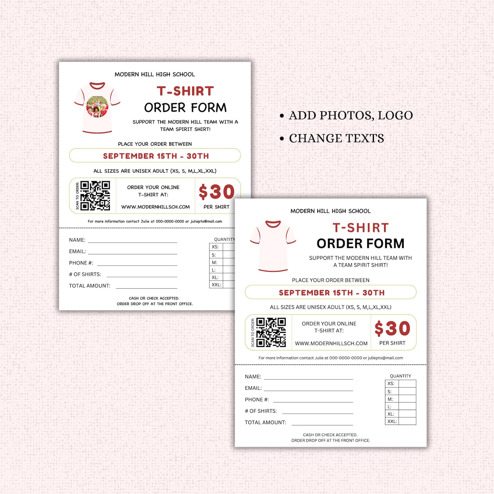 T-shirt Order Form Flyer Template, Editable T-shirt Fundraiser Flyer ...