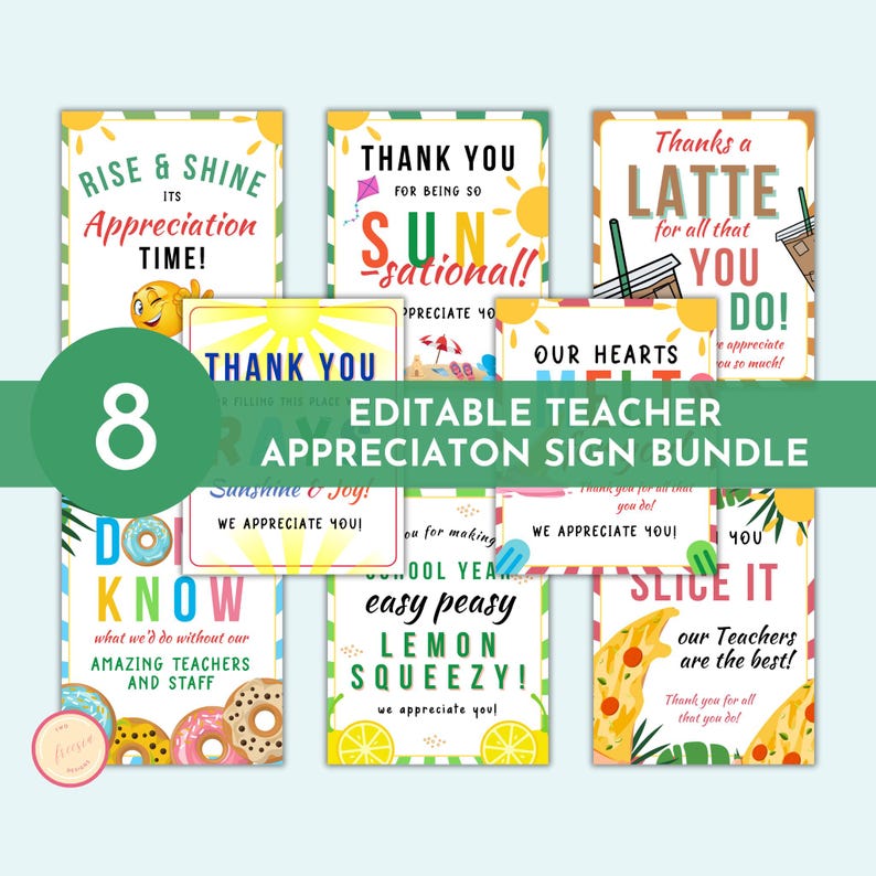 Beach Summer Theme Teacher and Staff Appreciation Week Poster Bundle ...