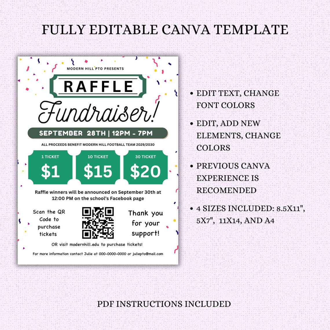 Editable Raffle Fundraiser Templates Flyer, Raffle Ticket Fundraiser ...