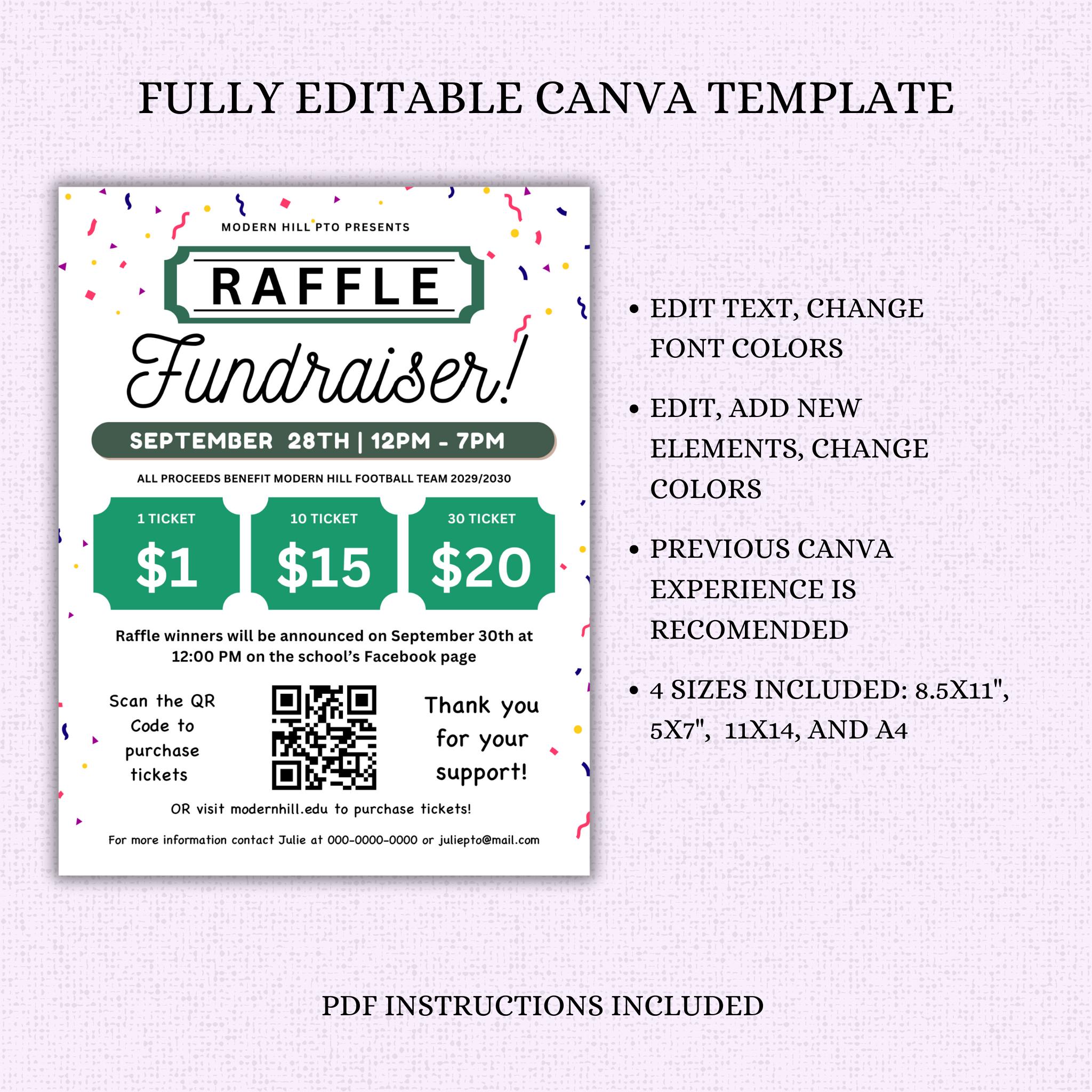 Editable Raffle Fundraiser Templates Flyer, Raffle Ticket Fundraiser ...