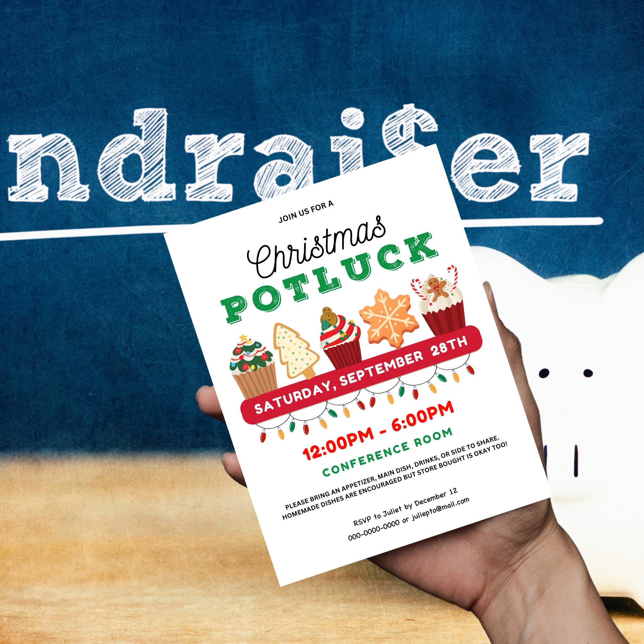 Editable Christmas Potluck Flyer Template, Holiday Potluck Party, Canva ...