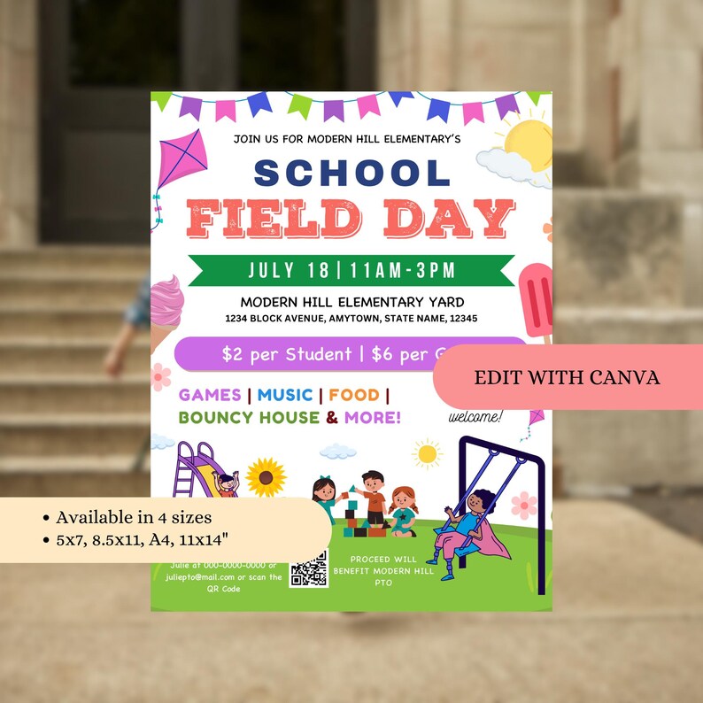 Editable School Field Day Flyer Template, PTA PTO, Church, Family ...