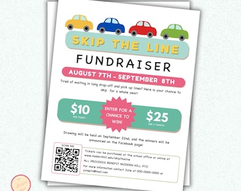 Skip the Line Flyer: Editable School Car Raffle Fundraiser (canva ...