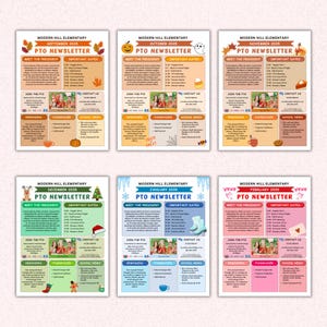 PTO/PTA Monthly Newsletter Template Bundle - 12 Editable PTA Canva ...