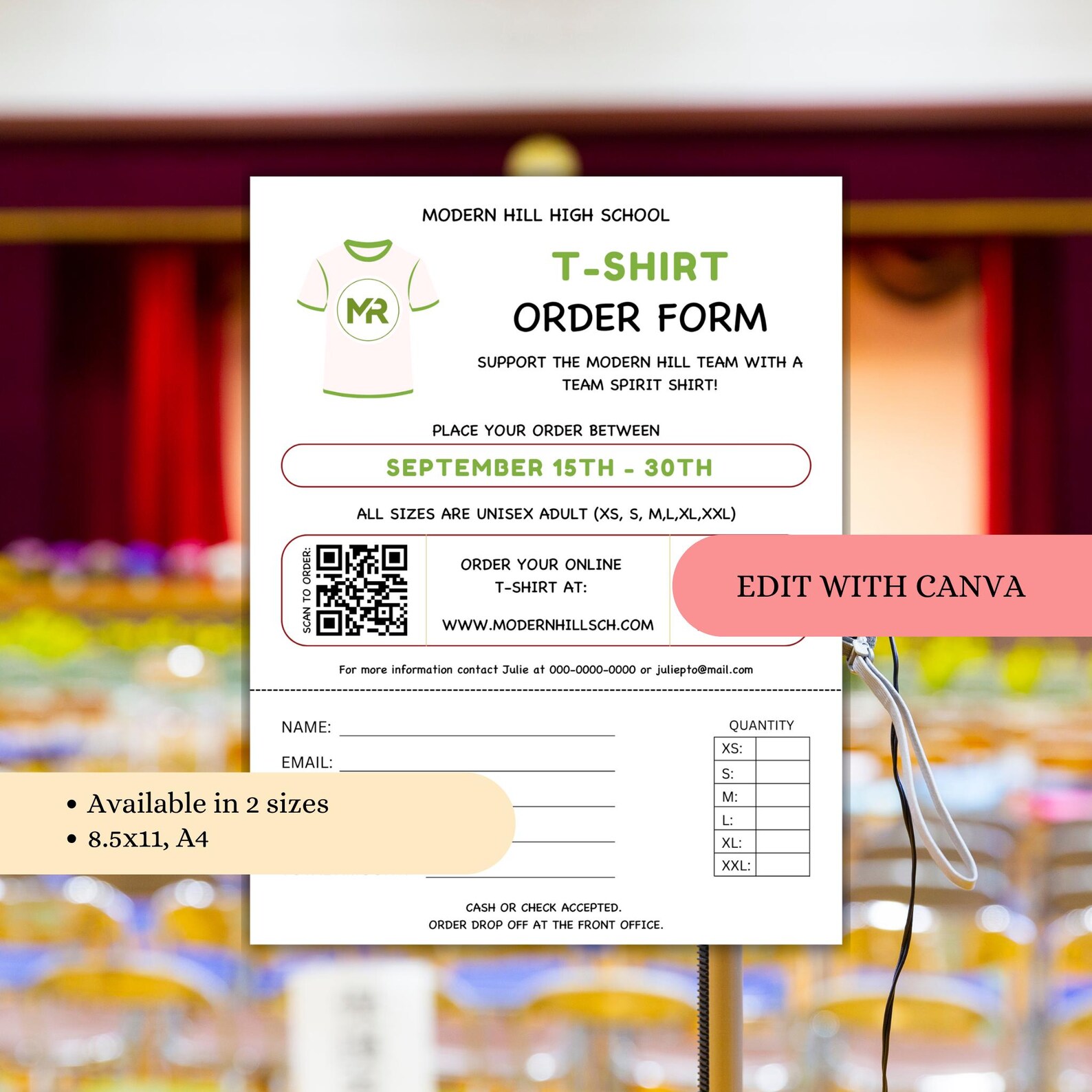 T-shirt Order Form Flyer Template, Editable T-shirt Fundraiser Flyer ...
