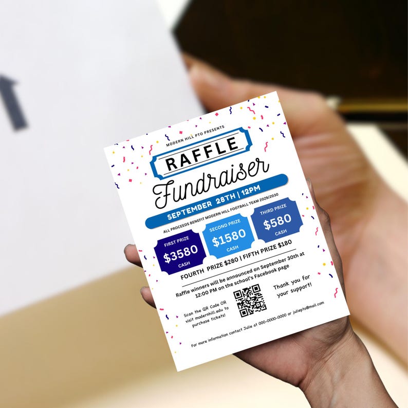 Editable Raffle Fundraiser Templates Flyer, Cash Raffle Flyer, Raffle ...