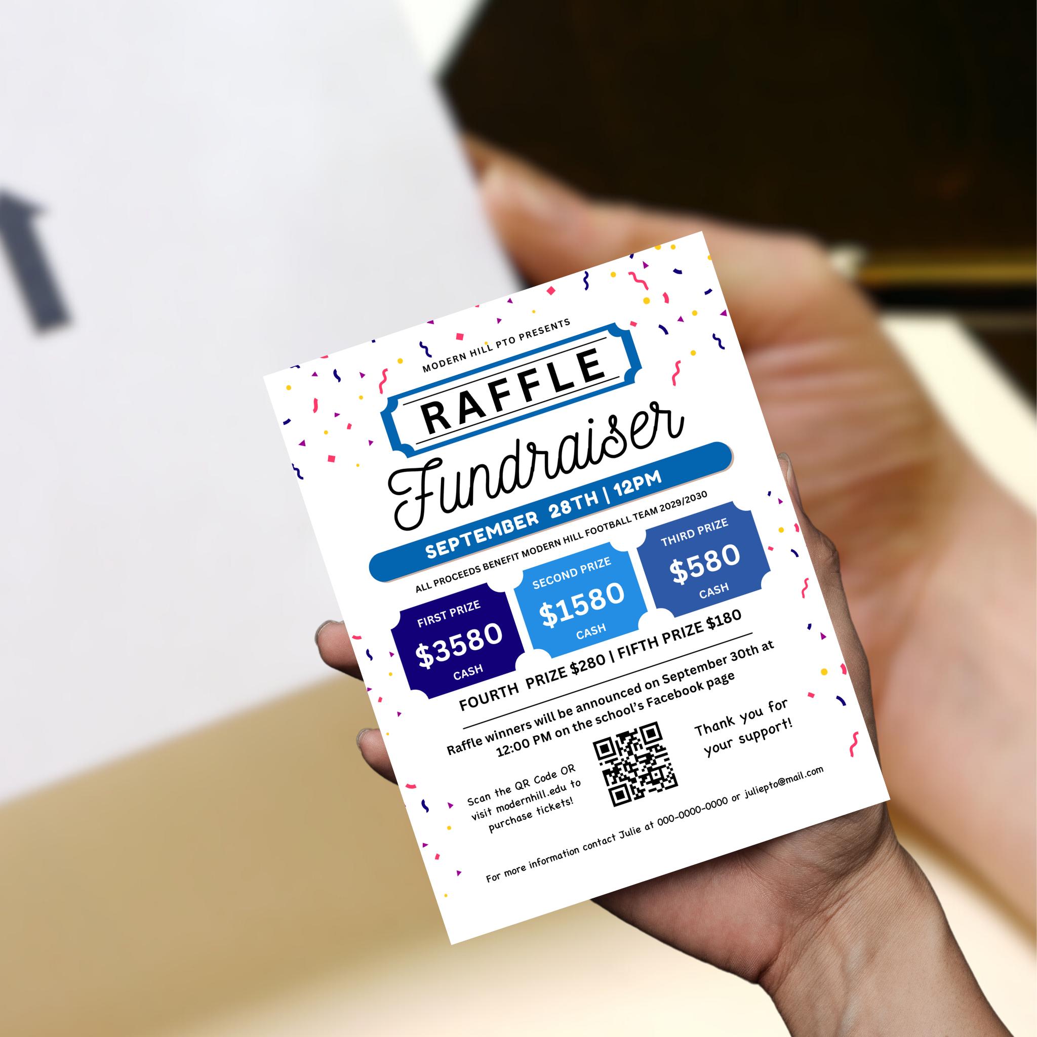 Editable Raffle Fundraiser Templates Flyer, Cash Raffle Flyer, Raffle ...