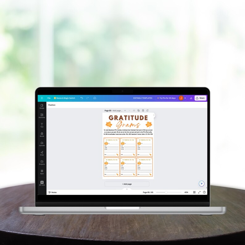 Gratitude Gram Flyer - Thankful Grateful for You Candy Gram - Editable ...