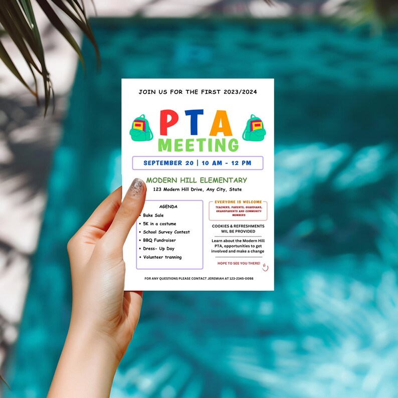 School PTA PTO Monthly Meetings Flyer Template Bundle - Editable PTA ...